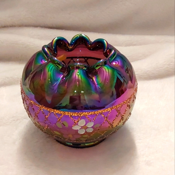 Fenton | Art | Fenton Glass Bowl Plum Purple On Carnival Glass | Poshmark